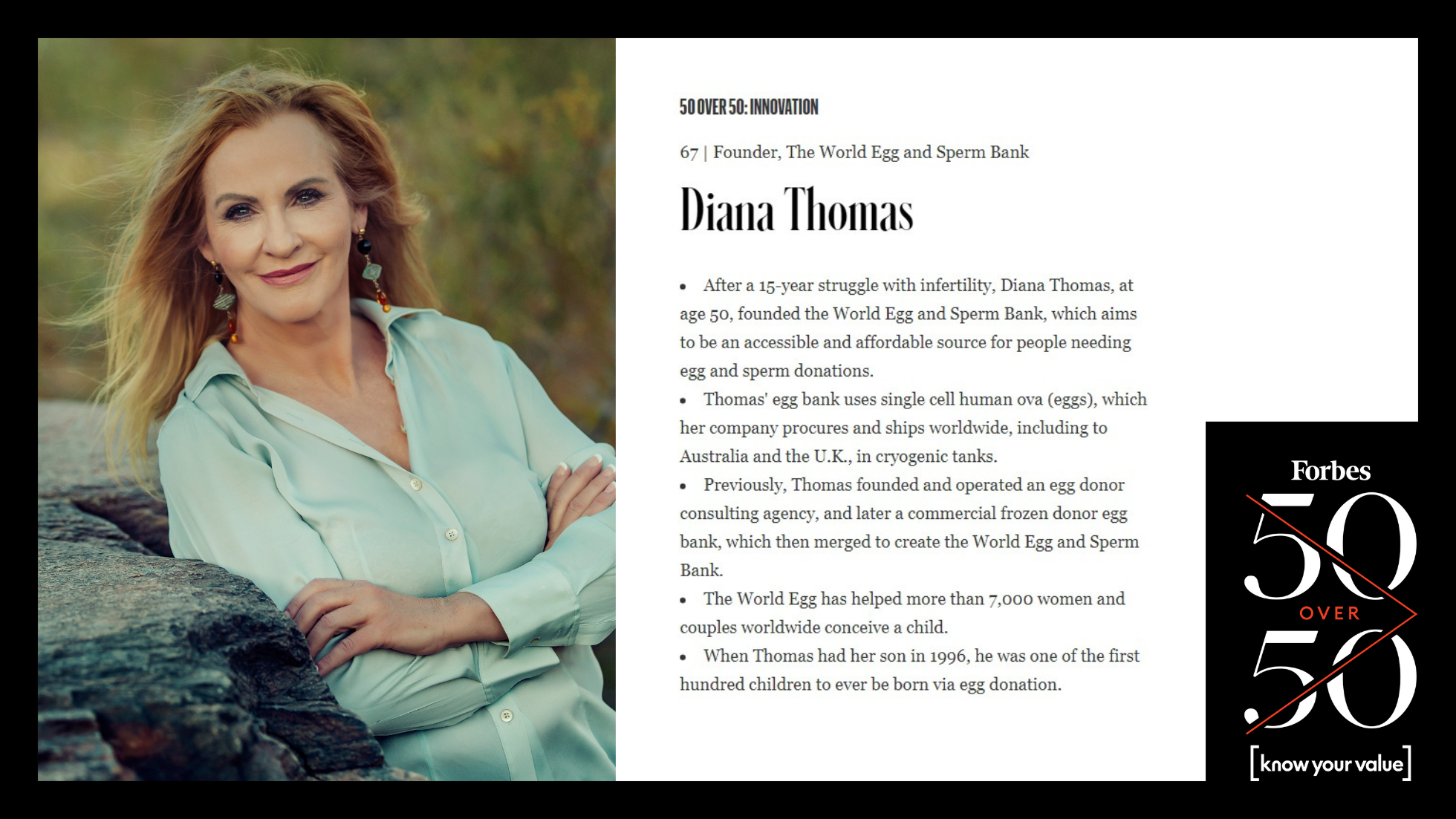 Forbes 50 Women Over 50: Diana Thomas Pioneering Reproductive Innovation | The World Egg and ...